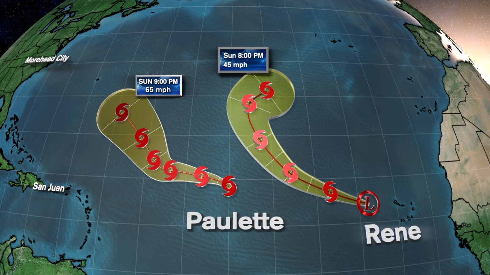 National Hurricane Center: Tropical Storm Rene, Tropical Storm Paulette ...