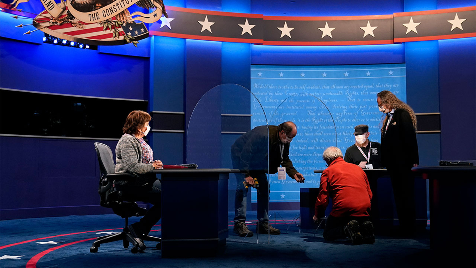 Vice presidential debate tonight featured plexiglass between VP Pence ...