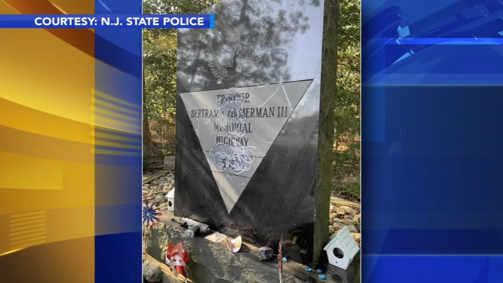 Memorial for New Jersey state police trooper vandalized - 6abc Philadelphia