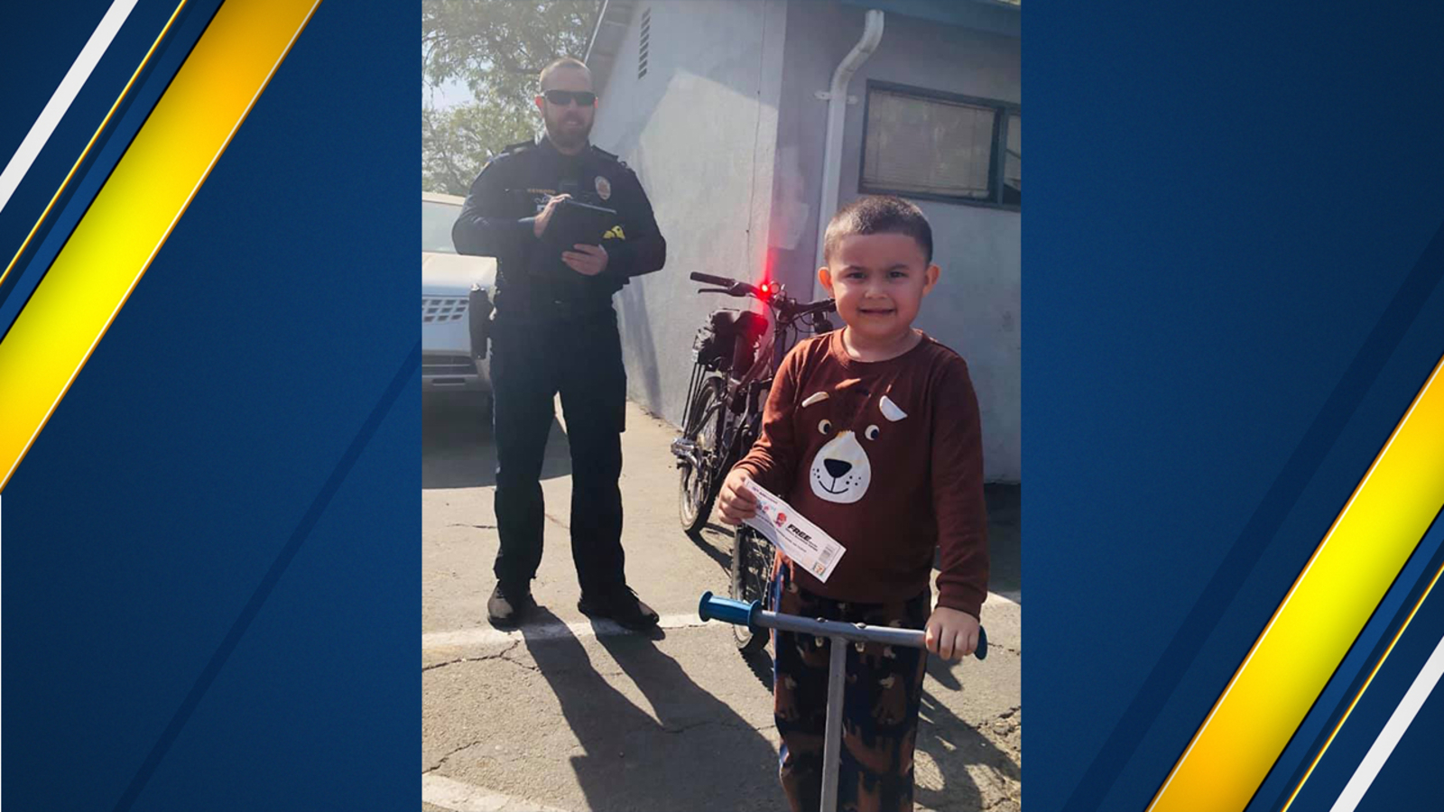 Merced police officers give sweet citation to boy on scooter - ABC30 Fresno