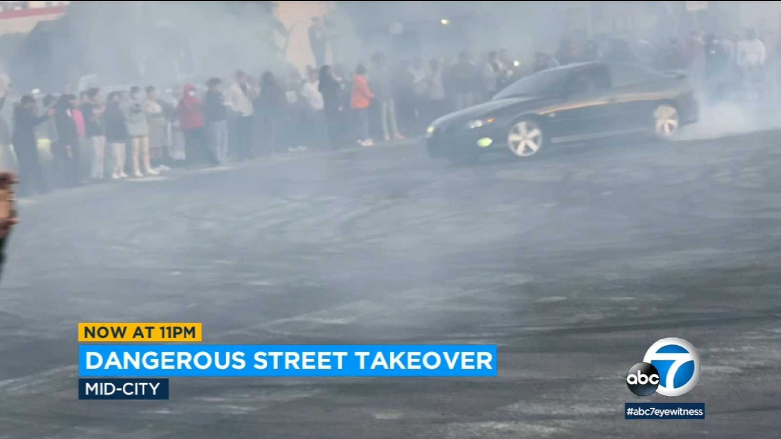 Cars spin out dangerously close to spectators in Los Angeles street ...