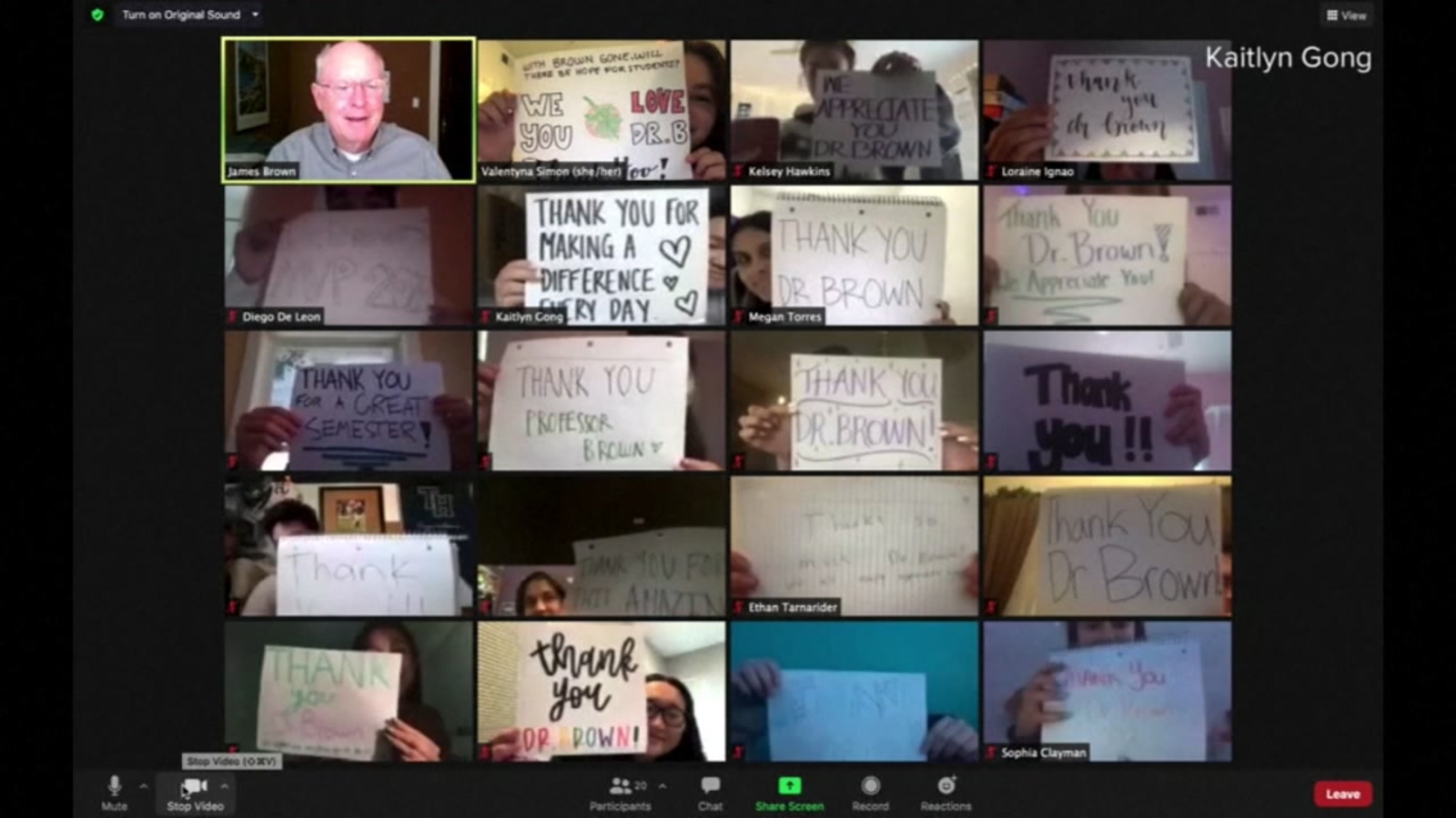 College students team up for a touching thank you to their professor in ...