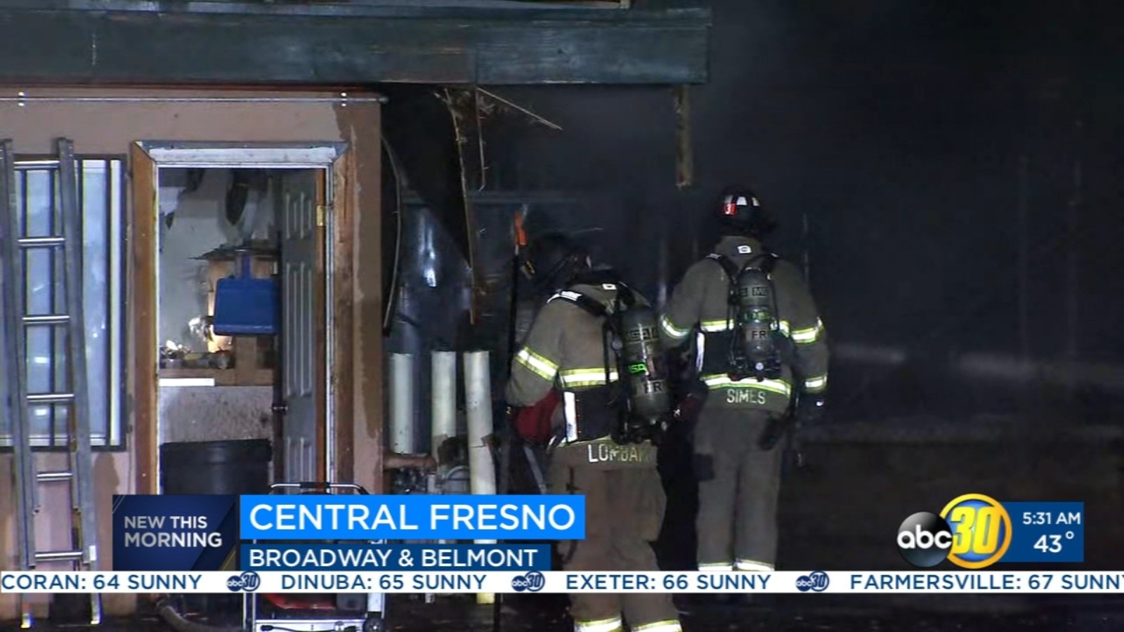 Firefighters stop flames from spreading into central Fresno business - ABC30 Fresno